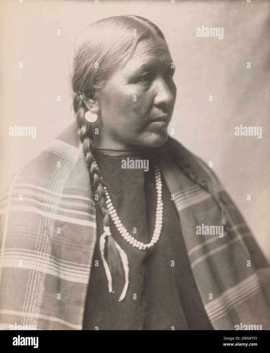 Cheyenne matron, 1905. Photograph shows half-length portrait of ...