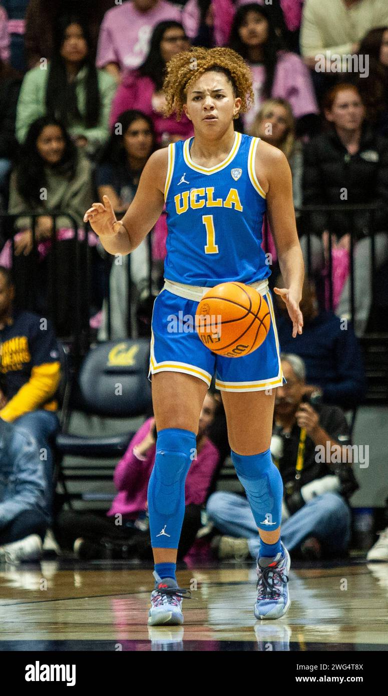 February 02 2024 Berkeley, CA U.S.A. UCLA guard Kiki Rice (1)sets the ...