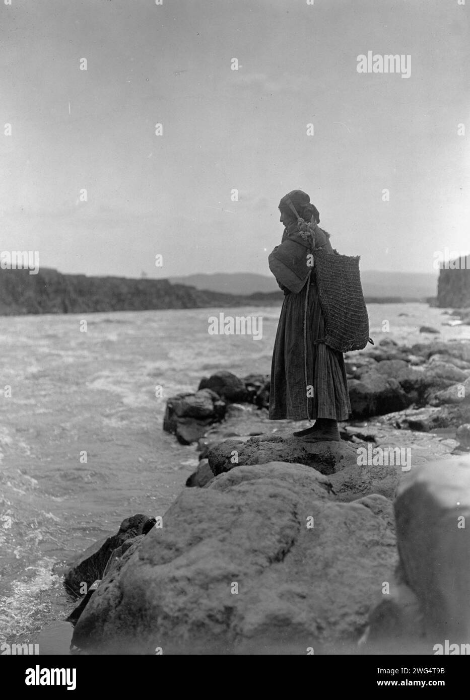 The fish carrier-Wisham (i.e. Wishram), c1910. A Tlakuit Indian ...