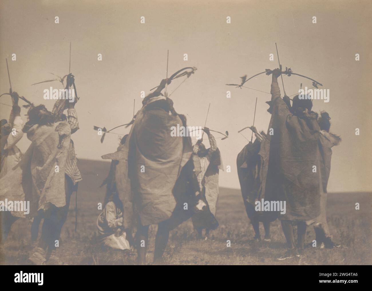 The flight of arrows, c1908. Photograph shows an Atsina dance with ...