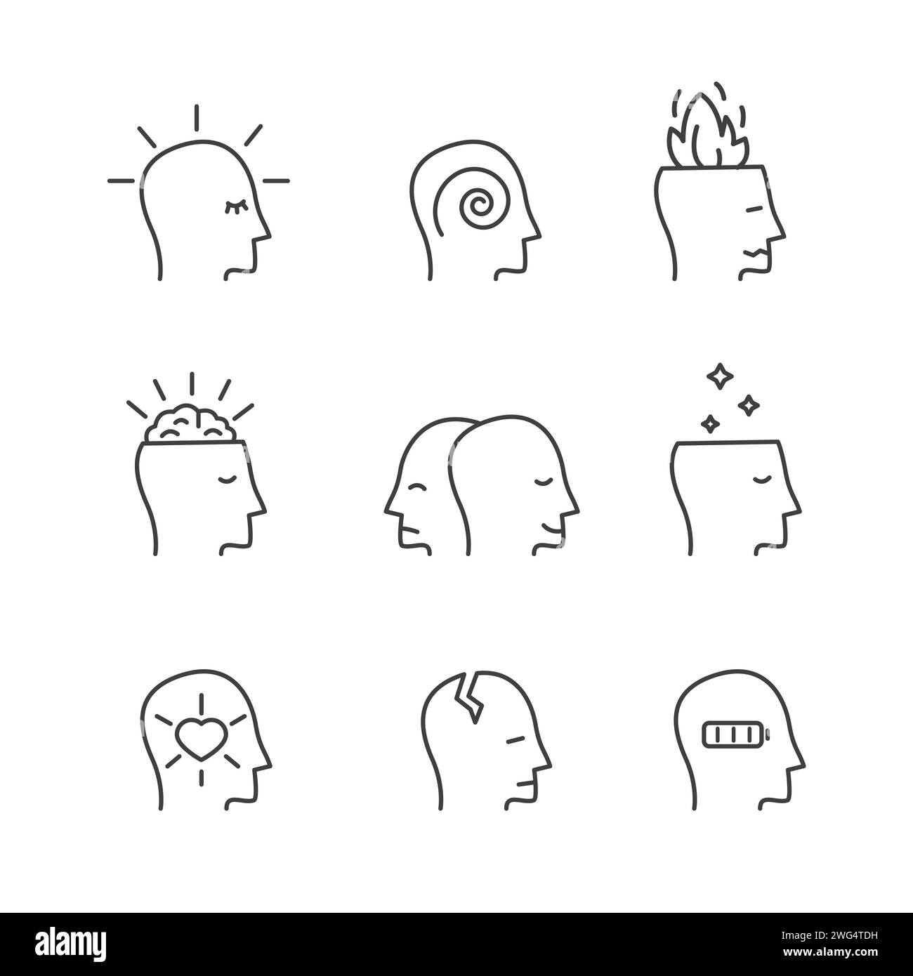 Collection of head signs with different mental and emotional state ...