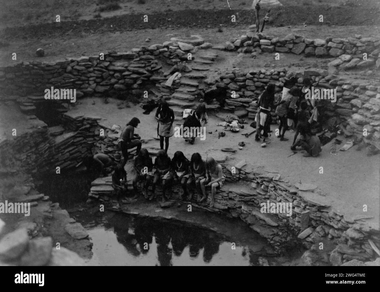Flute ceremony at Tureva Spring, Middle Mesa, c1905. Hopi Indians ...