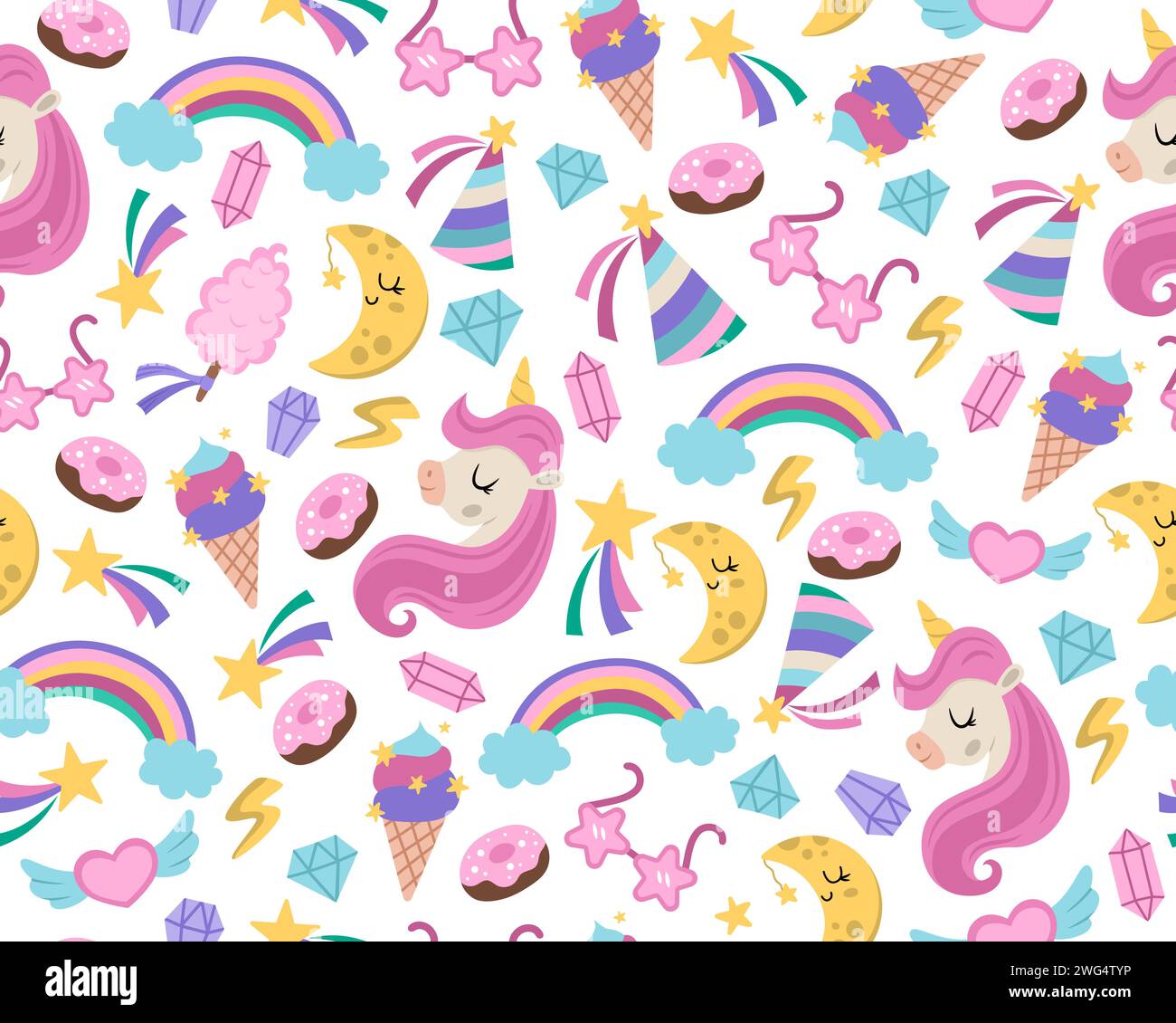 Vector seamless pattern for unicorn birthday party. Repeat background ...
