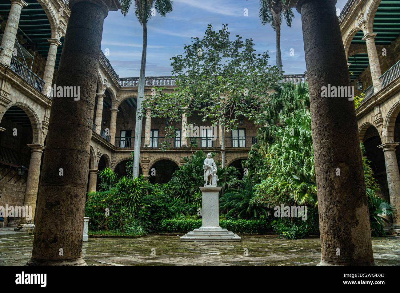 Monument to Columbus, the discoverer of Cuba, in the courtyard of the ...