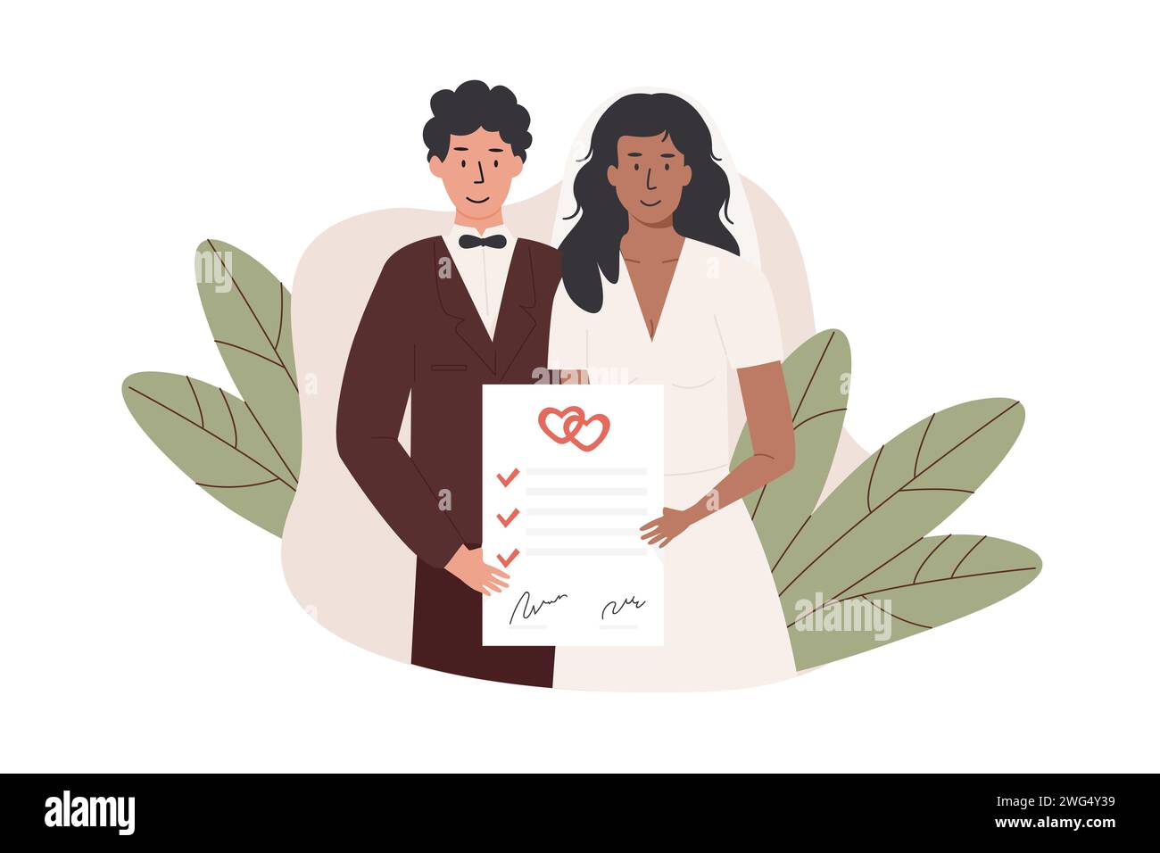 Bride signing marriage certificate Cut Out Stock Images & Pictures - Alamy