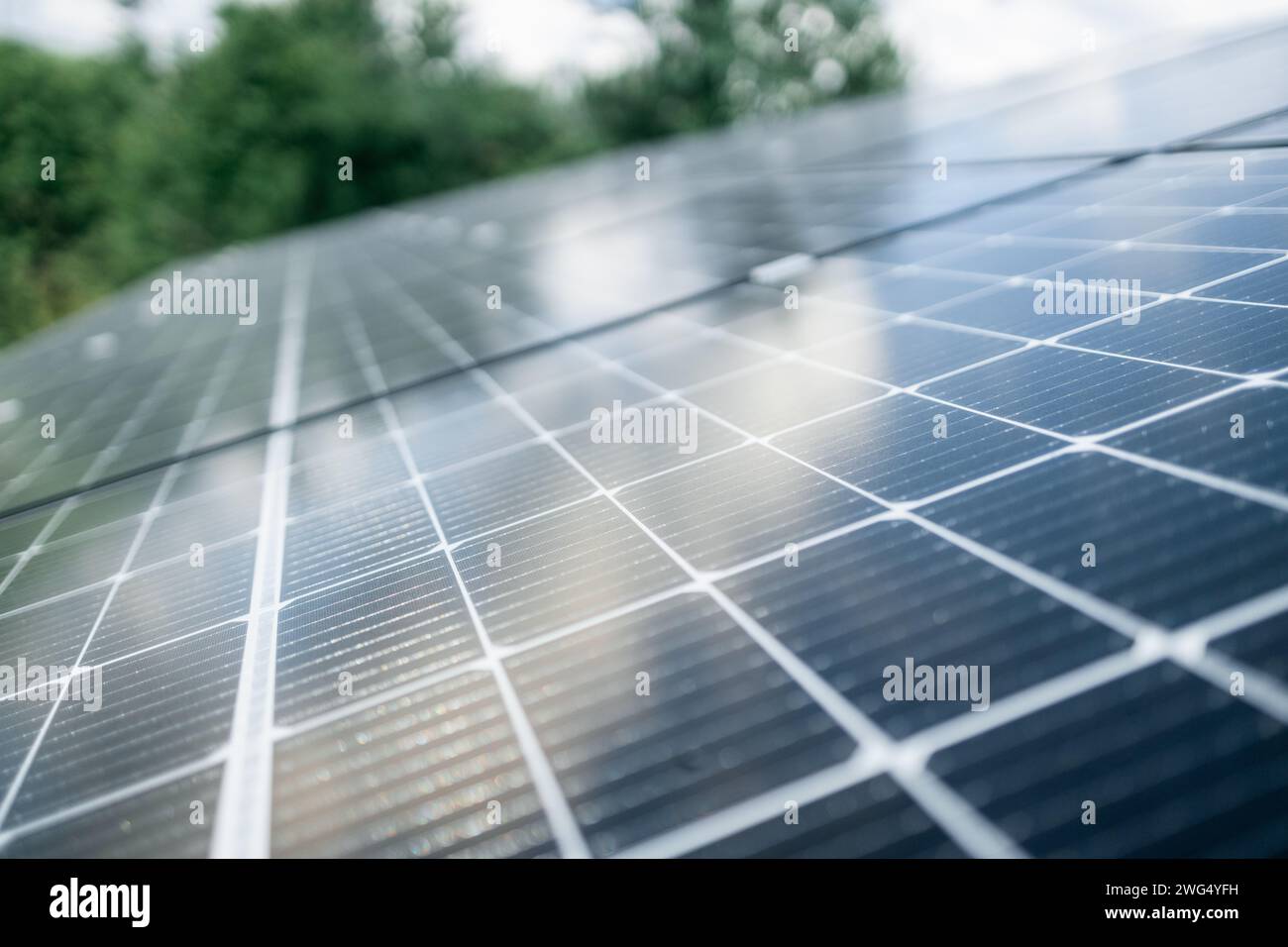 Close-up of modern photovoltaic solar battery panels. Solar panel ...