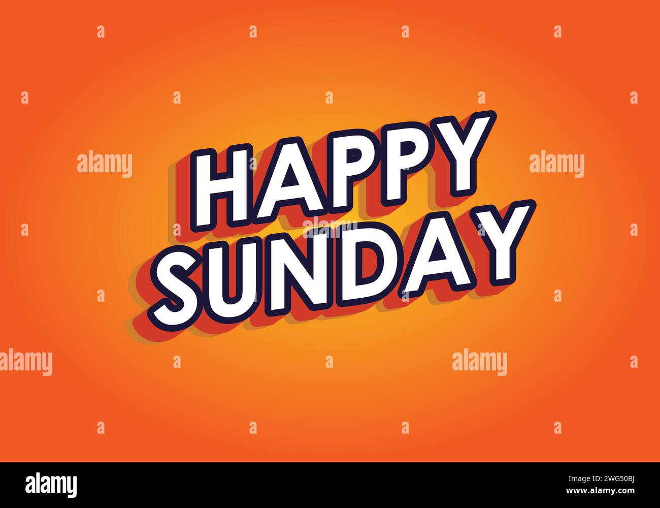 Happy sunday. Text effect design in 3D effect with eye catching color ...