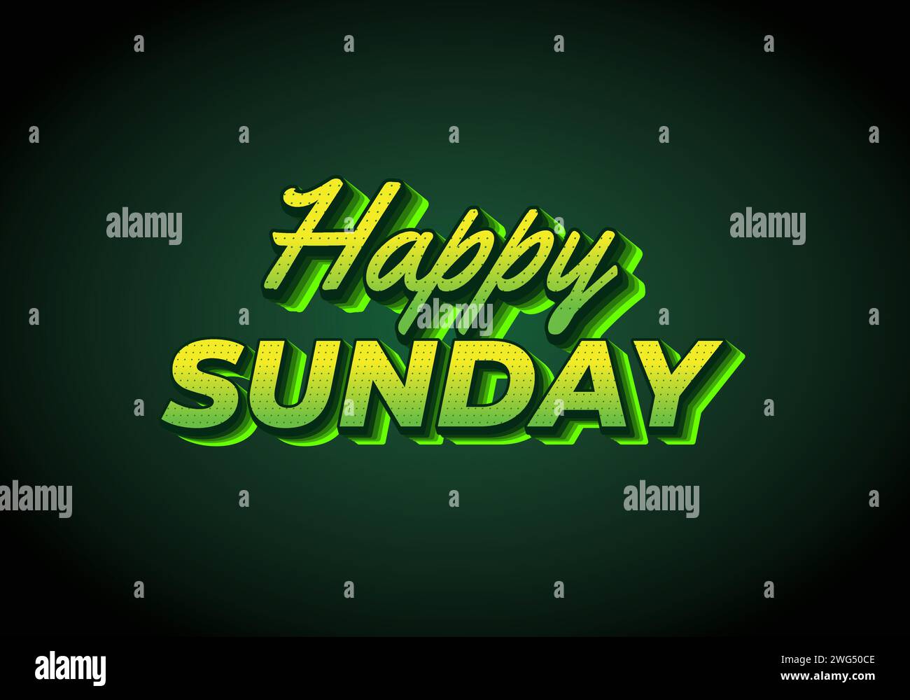 Happy sunday. Text effect design in 3D effect with eye catching color ...