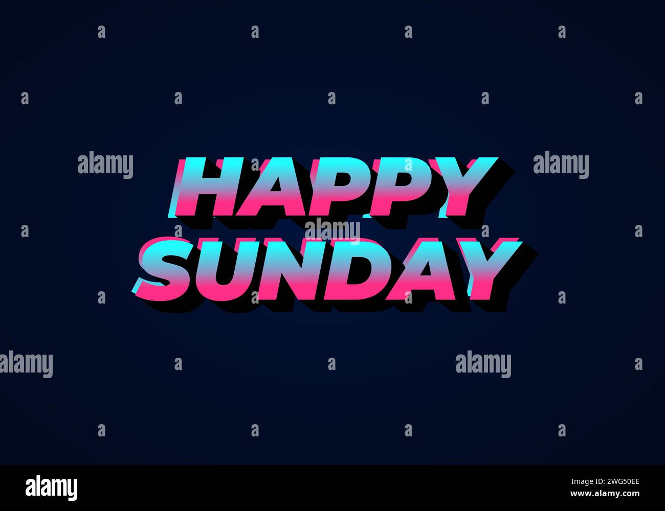 Happy sunday. Text effect design in 3D effect with eye catching color ...