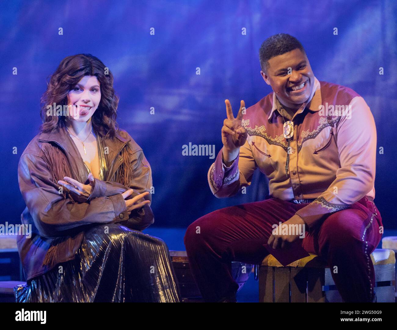Emily Benjamin as Antoinette Lily, Tarinn Callender as Bronco Billy in Bronco Billy The Musical ...