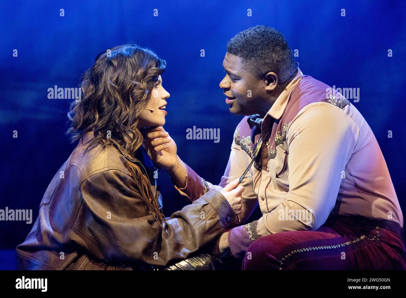 Emily Benjamin as Antoinette Lily, Tarinn Callender as Bronco Billy in Bronco Billy The Musical ...