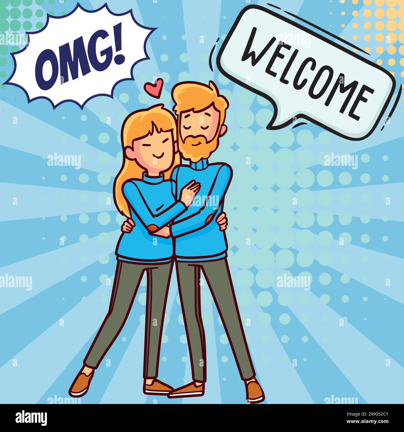 Both together funny couple Stock Vector Images - Alamy