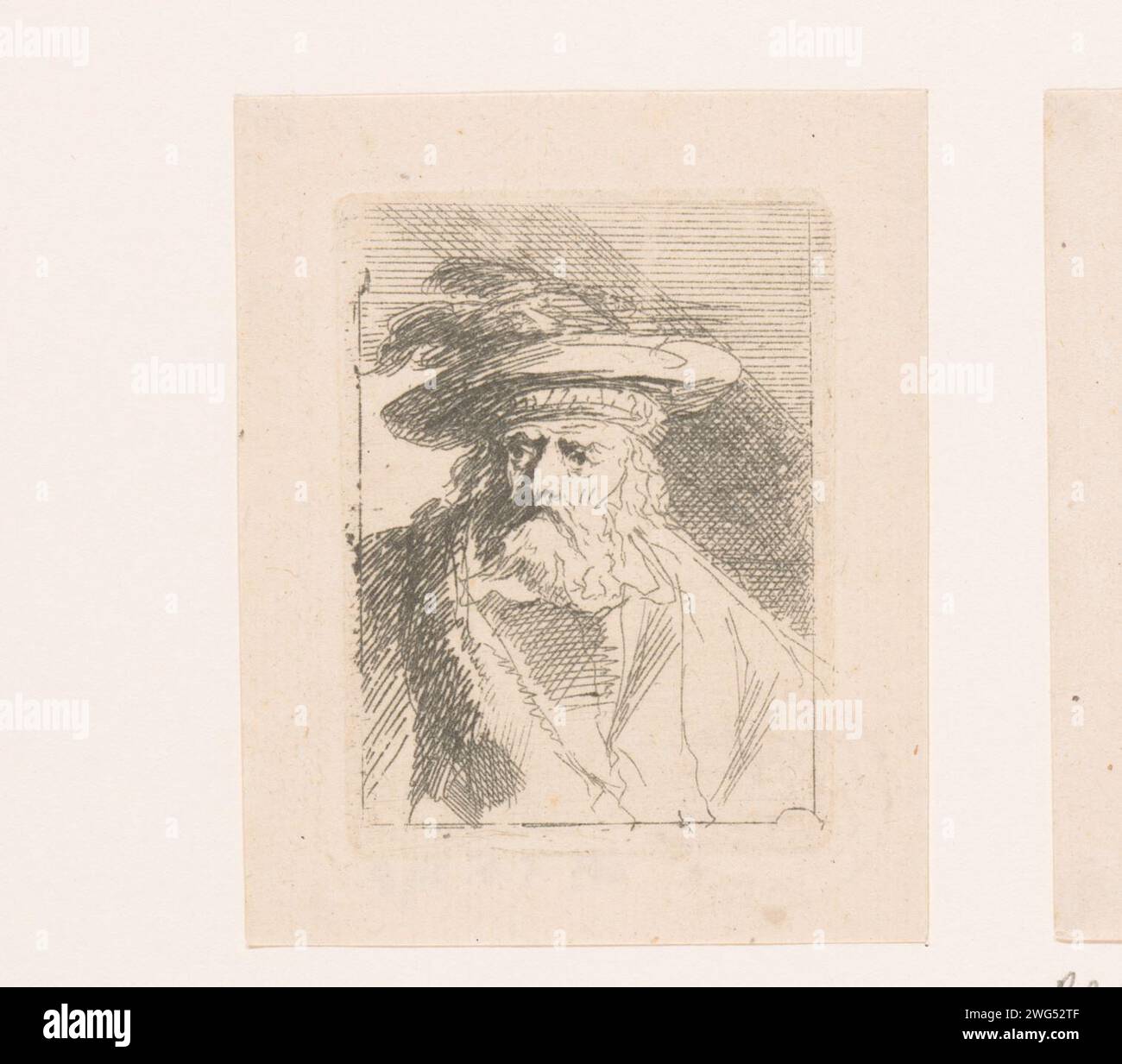 Bust of man with beard and beret with feathers, anonymous, 1700 - 1799 ...