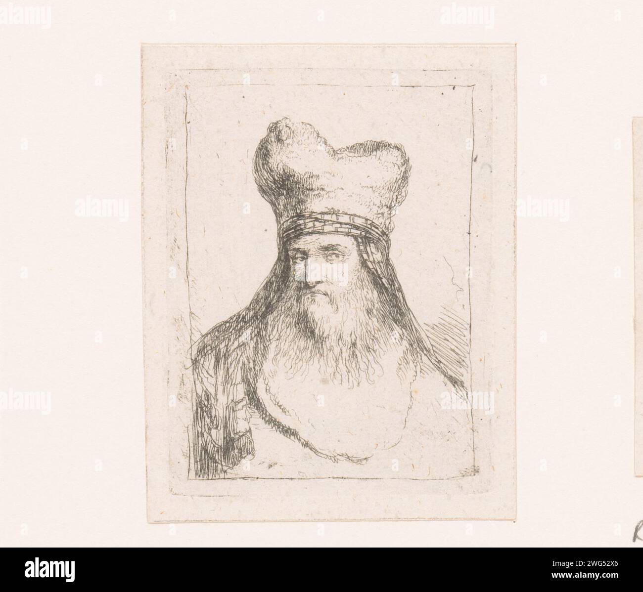 Kop of man with beard and headgear of a priest, anonymous, 1700 - 1799 ...