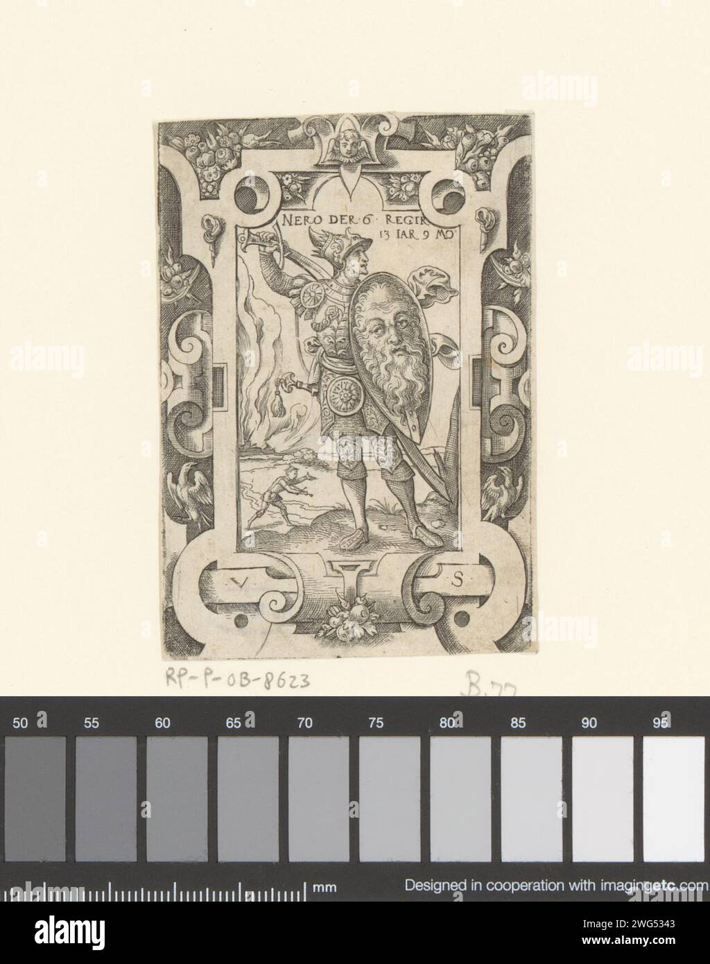 Keizer Nero in Rolwerk Omlijsting, Virgil, 1524 - 1562 print Nuremberg ...