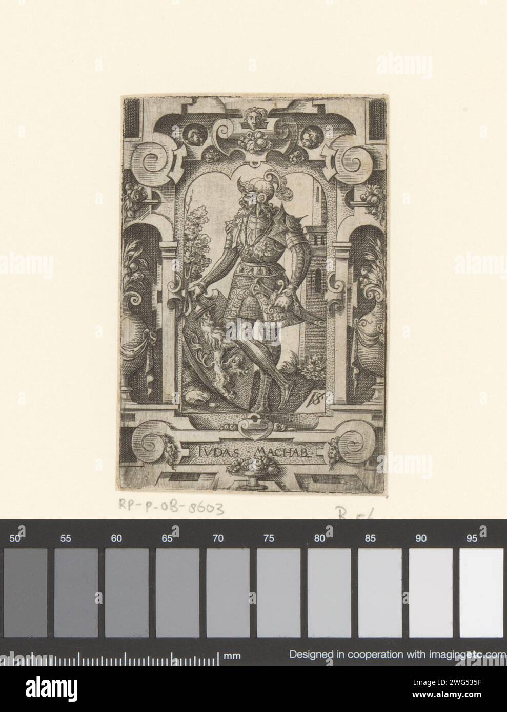 Judas de Makkabeër with coat of arms in Rolwerk Fronting, Virgilius ...