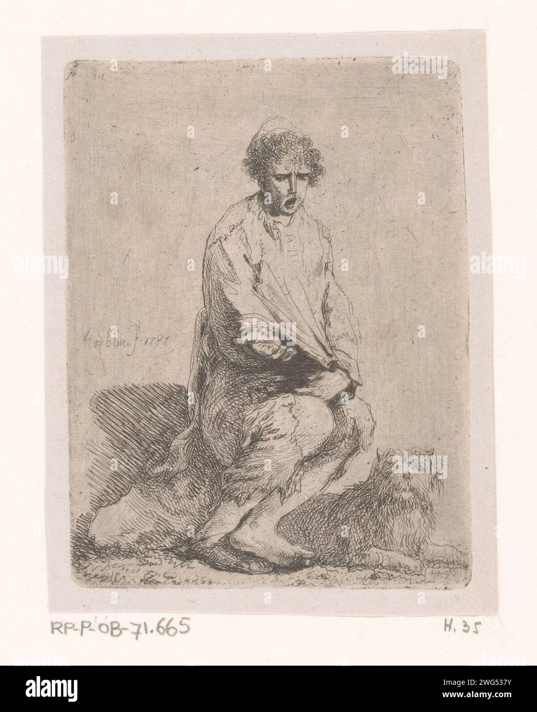 Seated beggar, Jean Pierre Norblin de la Gourdainaine, 1787 print paper ...
