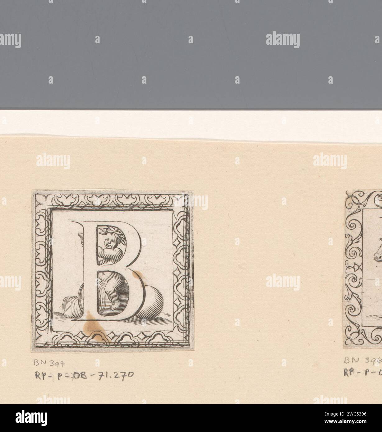 Letter B with Young Bacchant, Claude Mellan, 1639 - 1643 print print ...