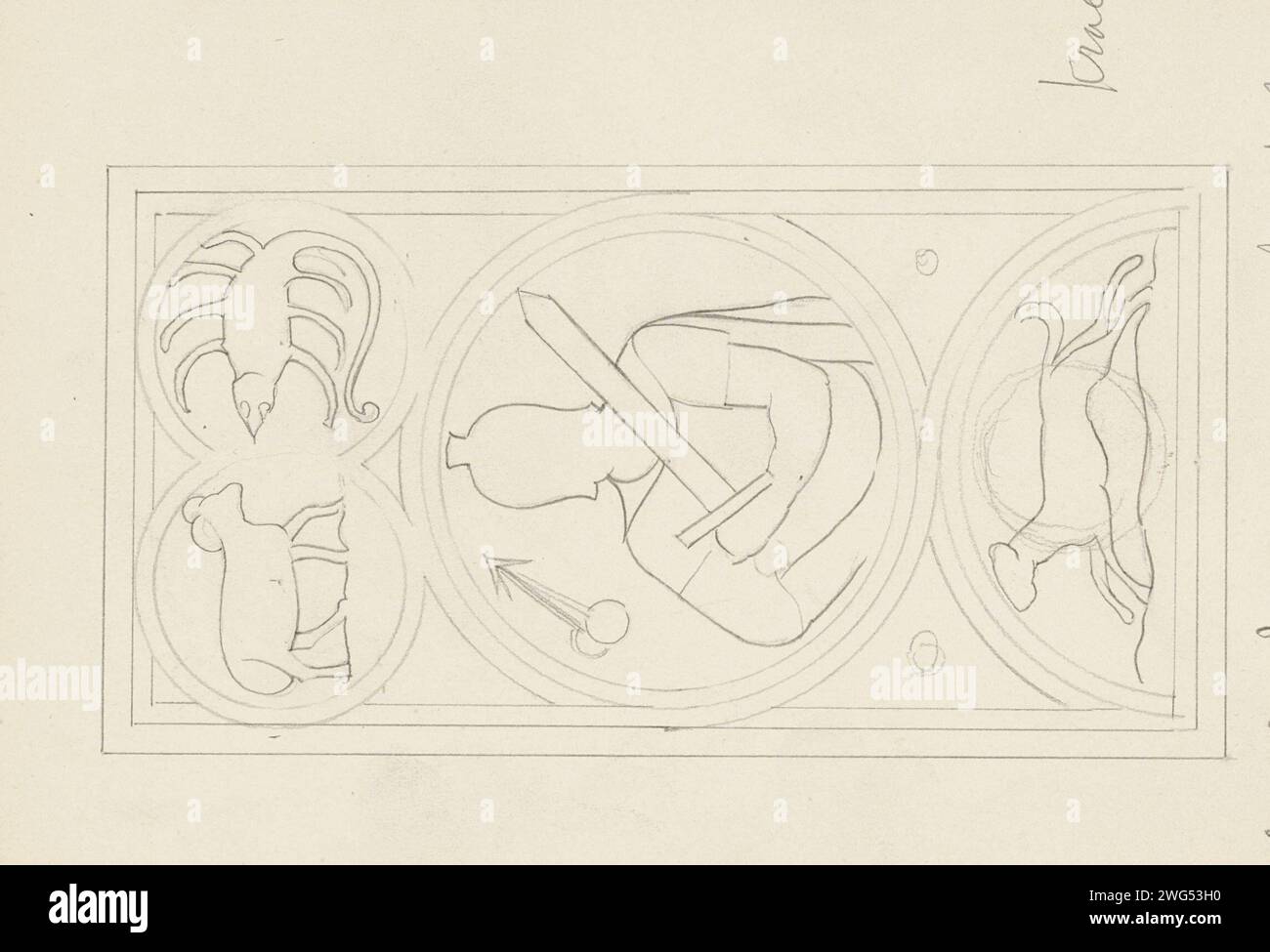 Mars in a medallion, 1900 - 1903 Mars wears a sword and helmet. Above ...