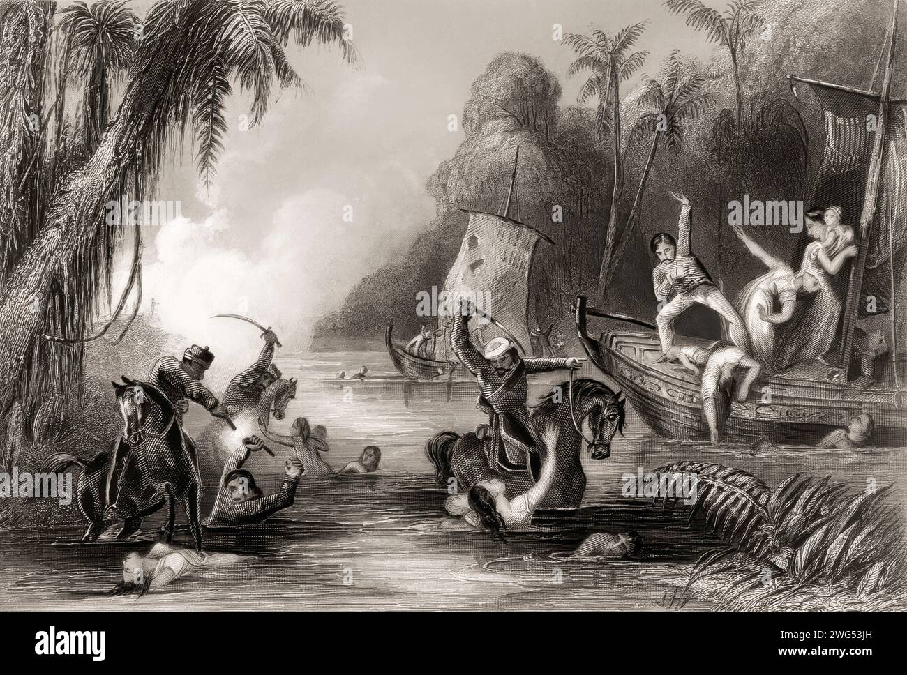 The Bibighar Massacre, on 27 June 1857, siege of Cawnpore or Kanpur ...