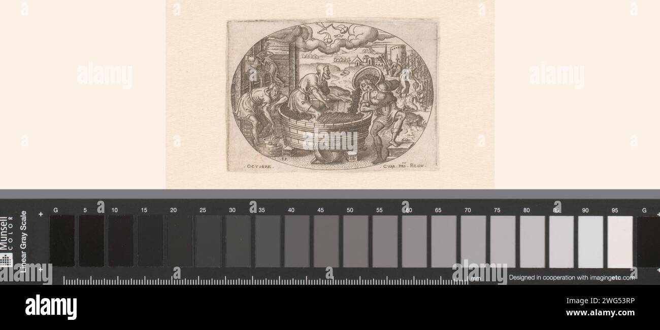 December, Etienne Delaune, 1568 print Two figures slaughter a pig. At ...