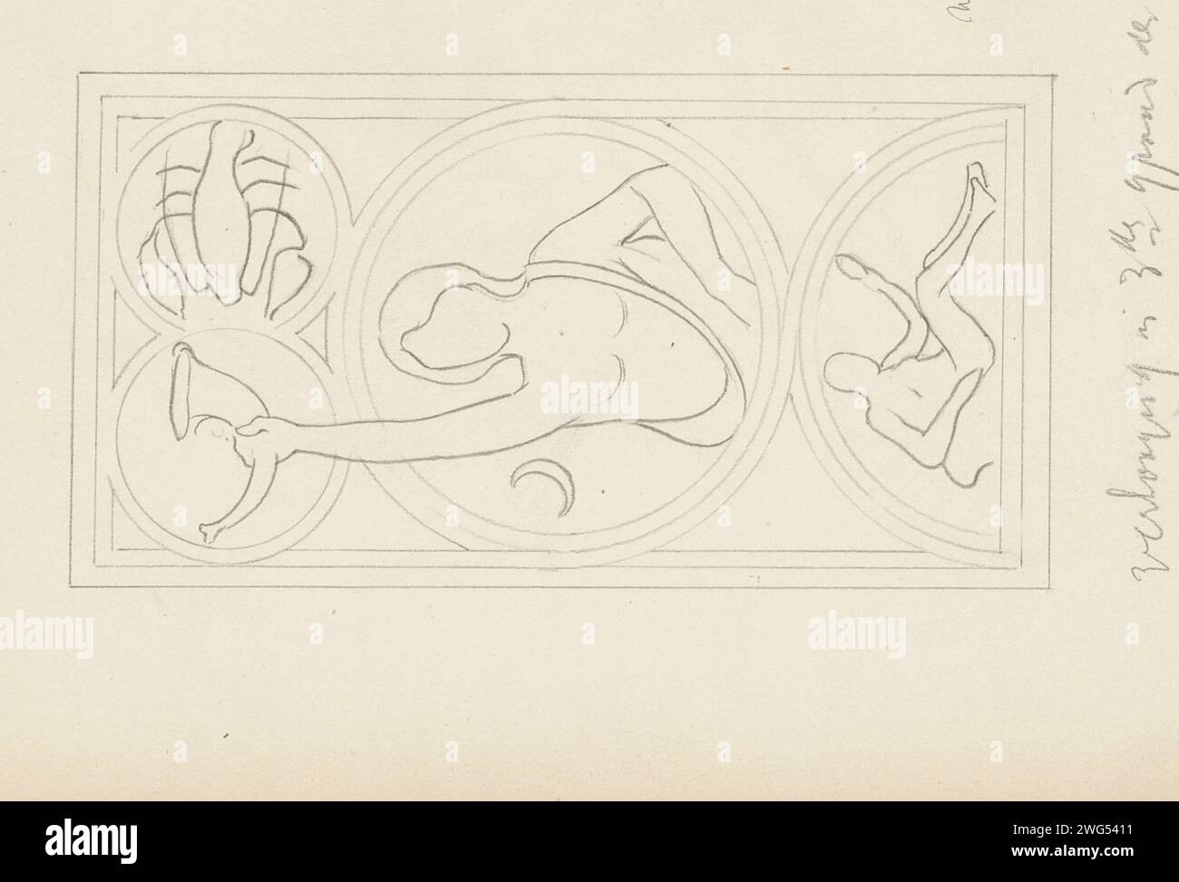 Personification of the Moon in a medallion, 1900 - 1903 Luna, the moon ...