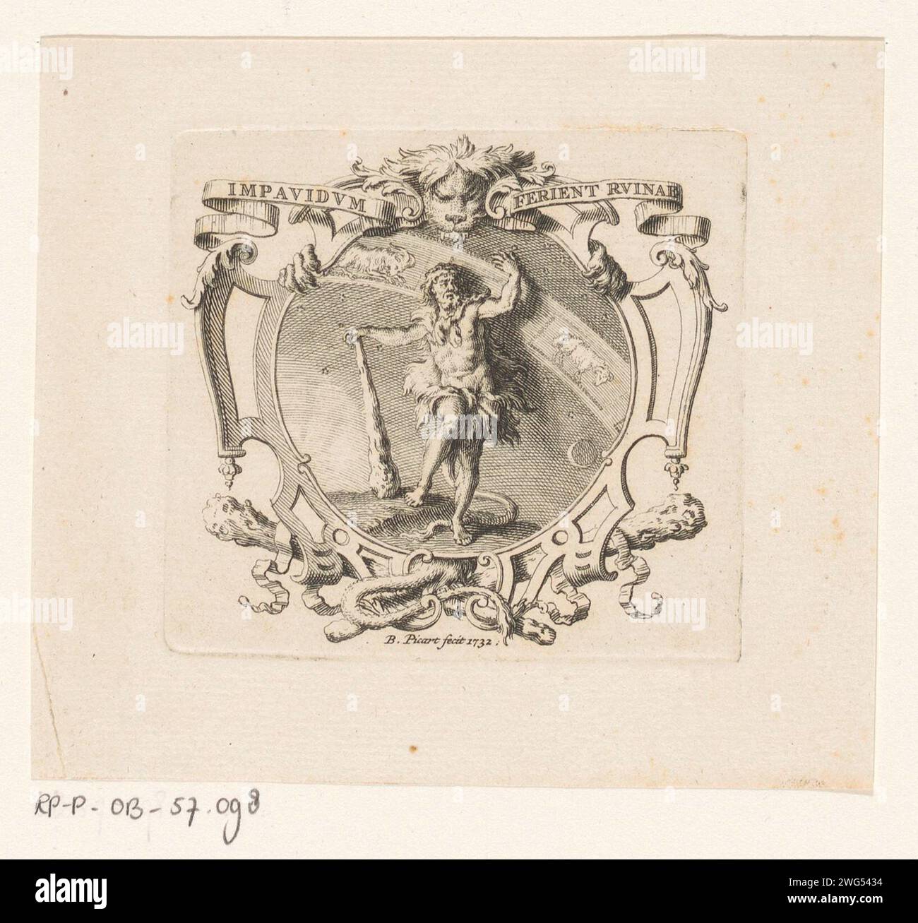 Hercules with the zodiac in the background, Bernard Picart, 1732 print ...