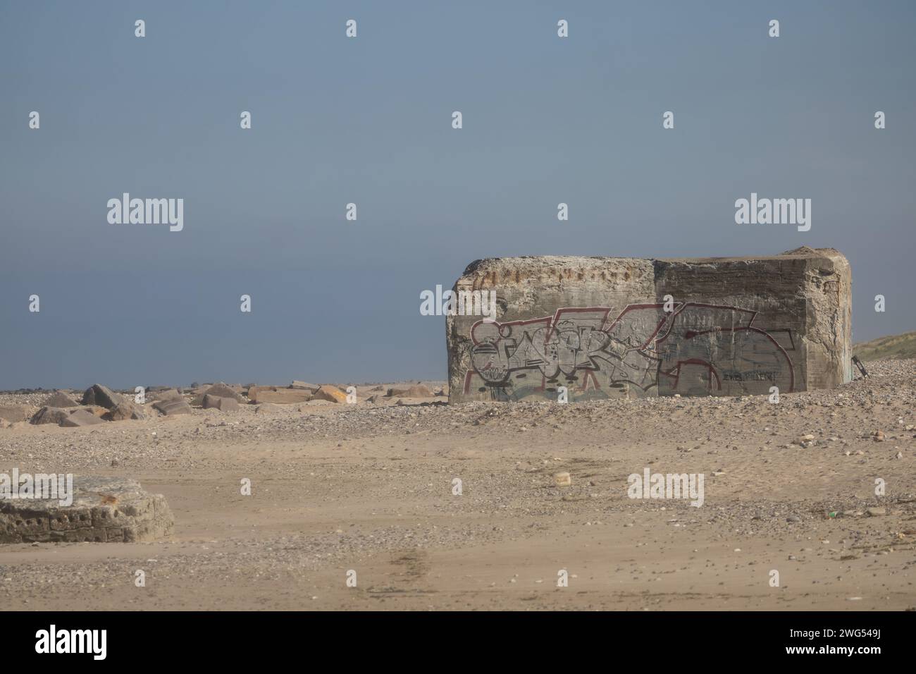 Blockhouse on the Beach, Denmark Stock Photo - Alamy