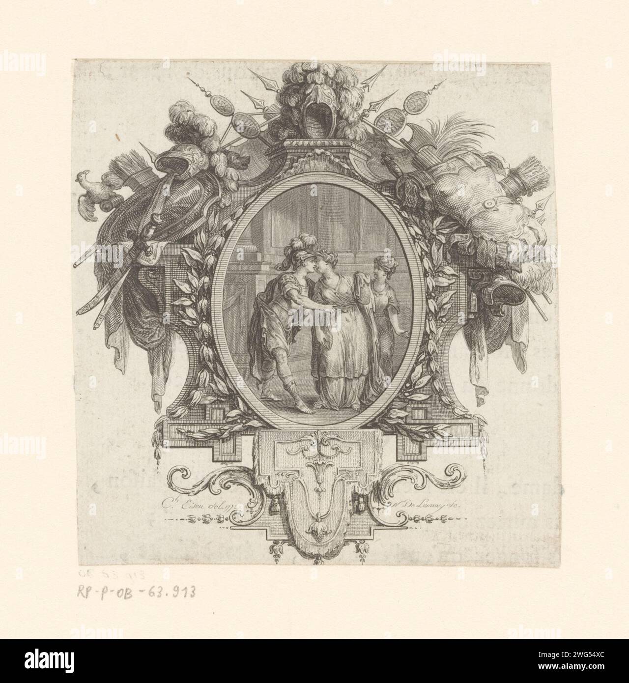 Vignette with soldier who greeted woman, Nicolas de Launay (goldsmith ...