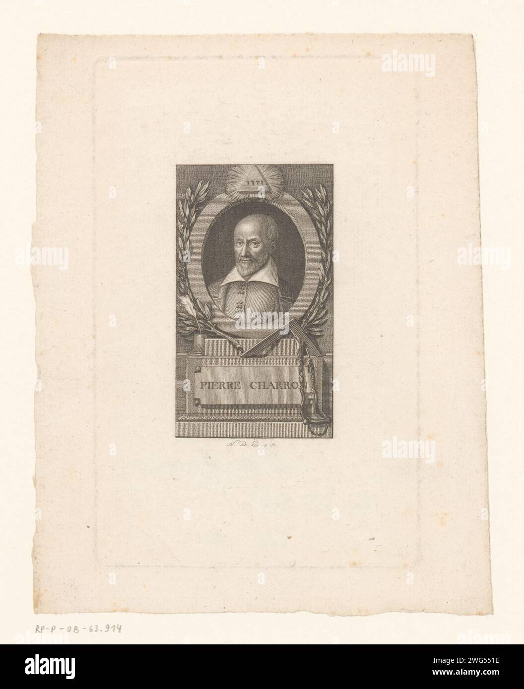 Portrait of Pierre Charron, Nicolas de Launay (Goudsmid), 1771 print ...