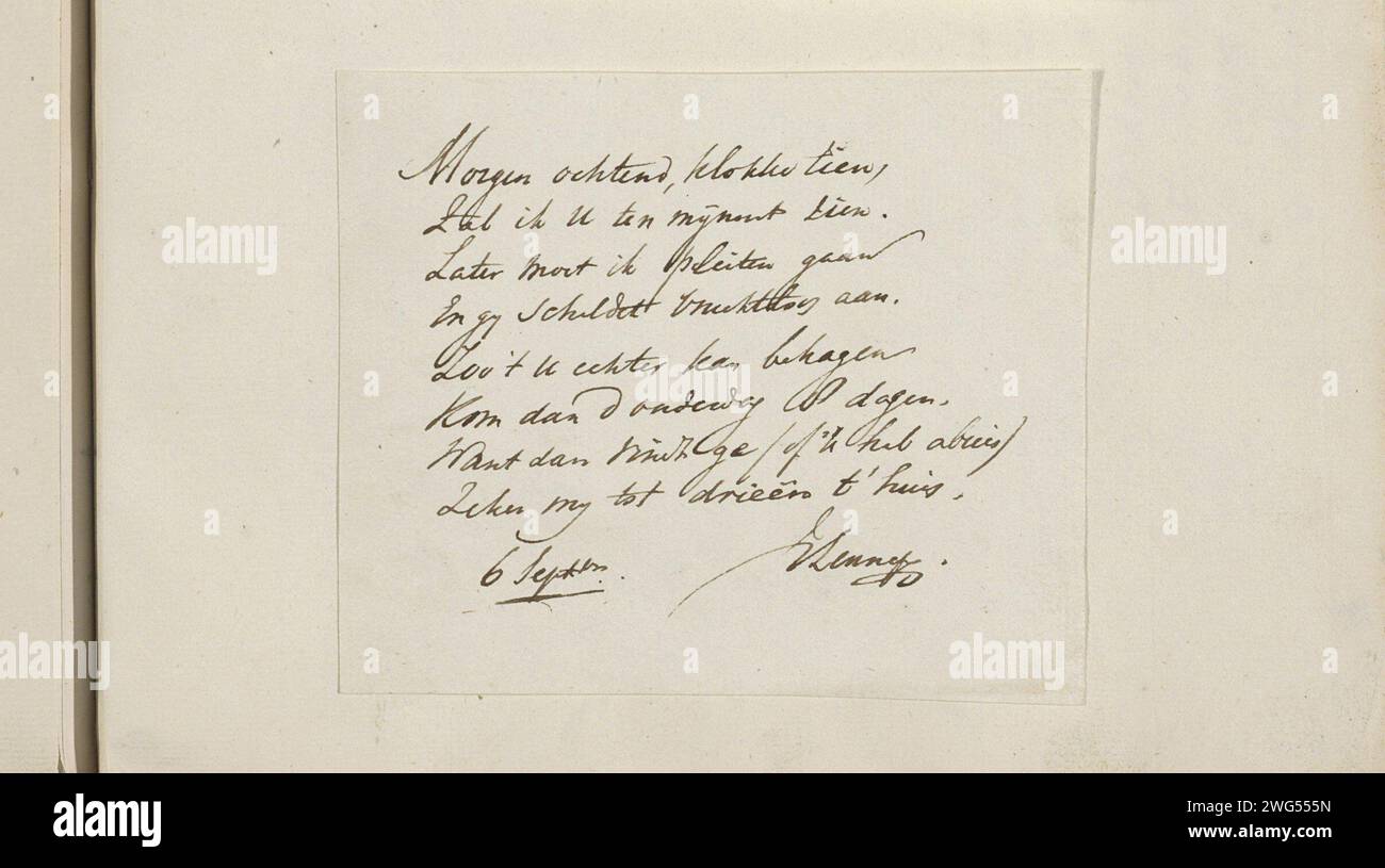 Letter with verse to Martinus Gerardus Tetar van Elven, 1848 letter ...