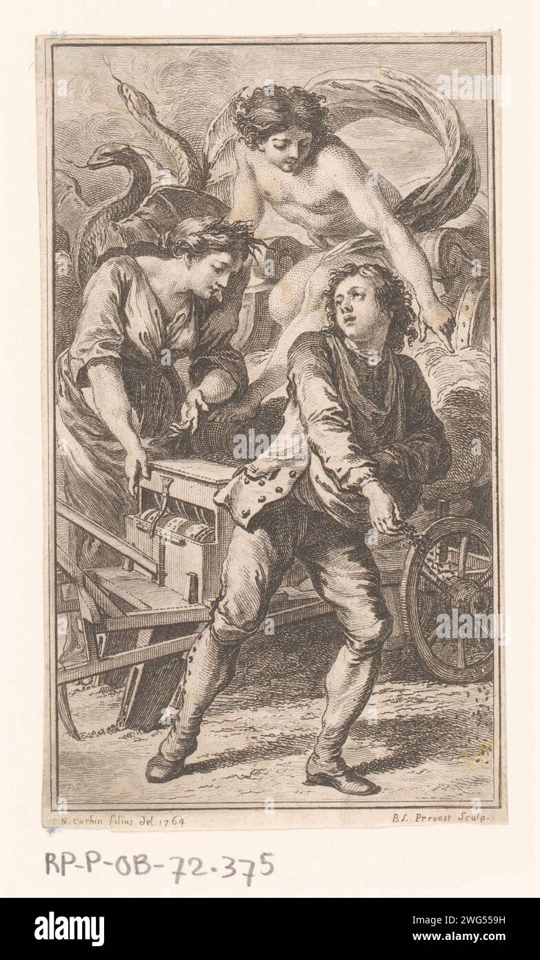 Cadmus sows dragon teeth, accompanied by Minerva, Benoit Louis Prevost ...