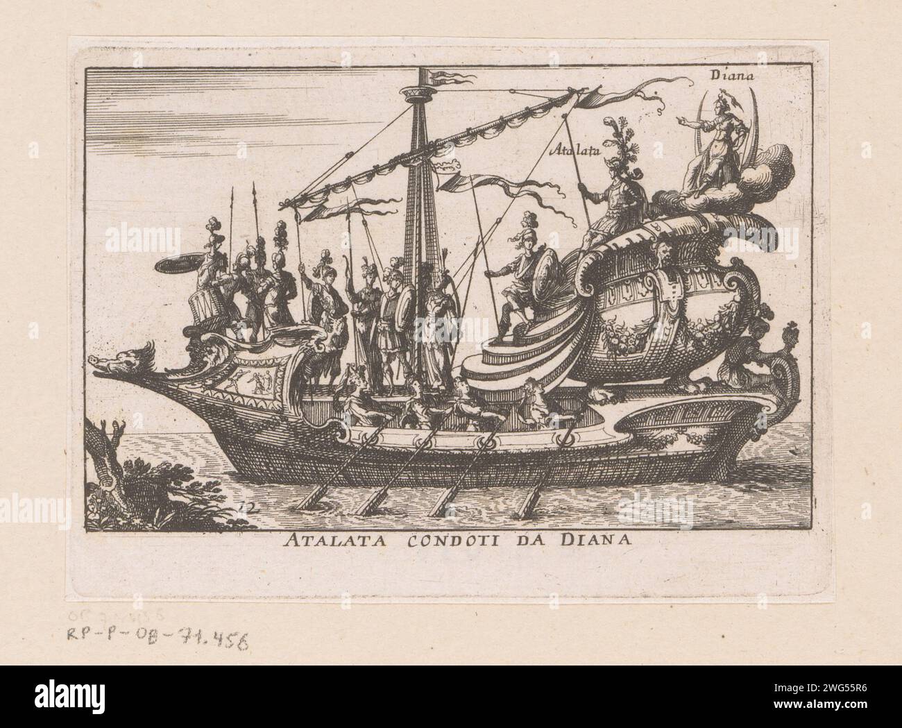 Ship with Diana on the stern, anonymous, after giulio parigi, c. 1635 ...