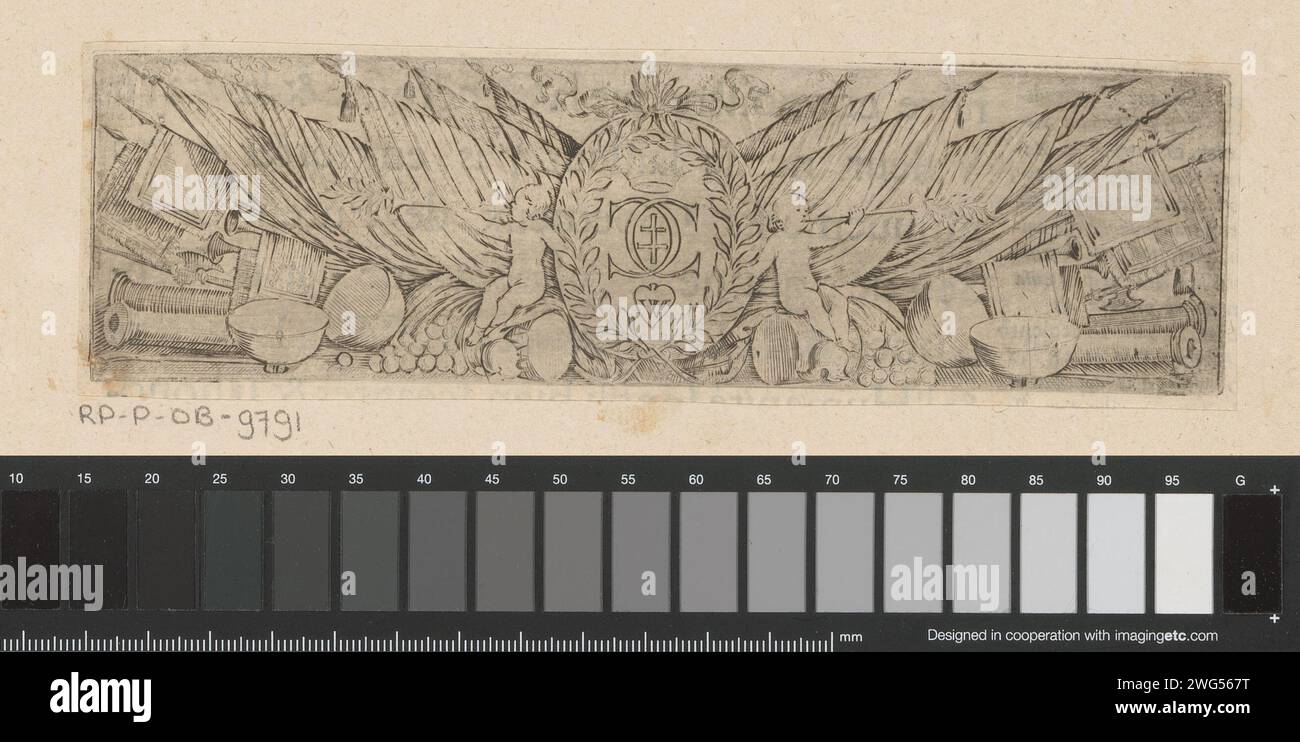 Fries met monogram Karel IV, Sébastien Leclerc (I), after Claude Deruet ...