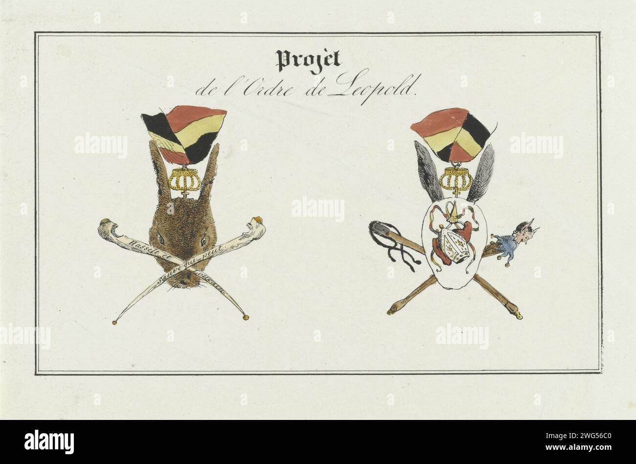 Ordet mark of Leopold I, 1831, 1831 print Cartoon on the Belgian ...
