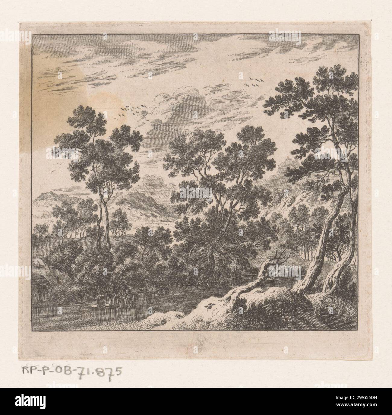 Landscape with trees and river, Nicolas Perelle, 1613 - 1695 print ...