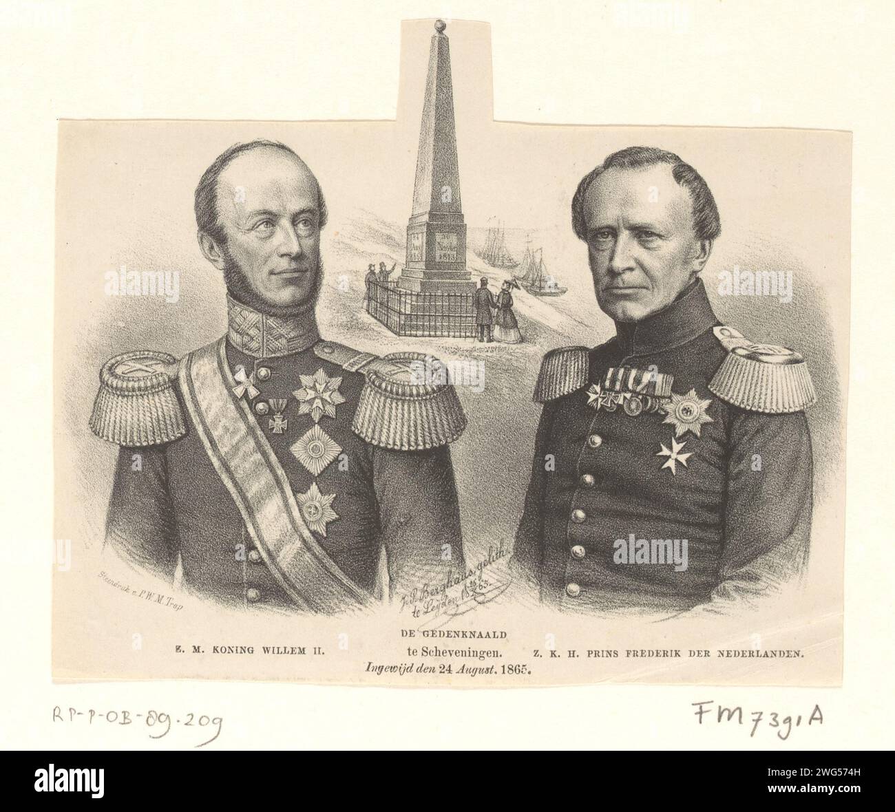 The memorial in Scheveningen. Inaugurated August 24. 1865, 1865 print ...