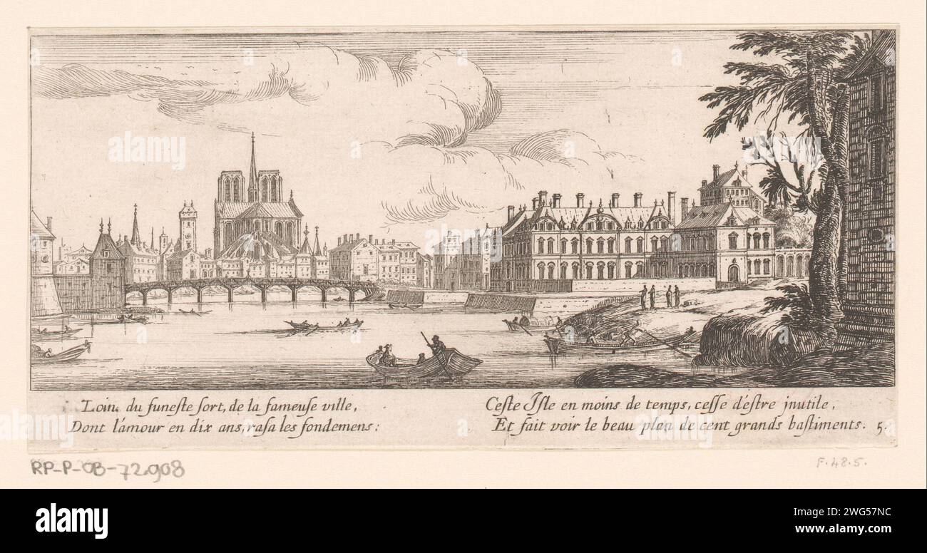 Cityscape of Paris with Notre-Dame, Israel Silvestre, Before 1655 print ...