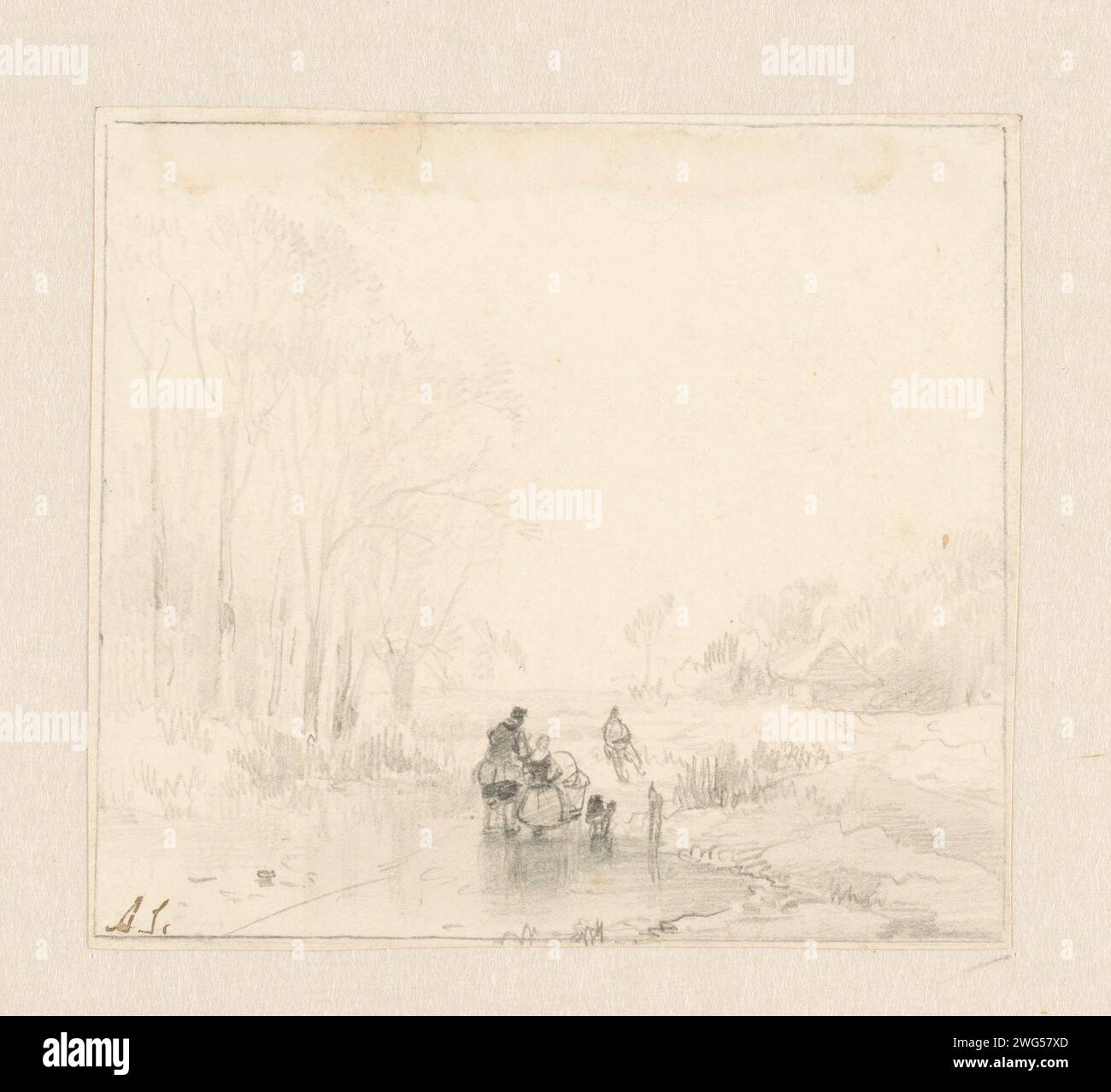 Winter landscape with people on the ice, Andreas Schelfhout, 1797 ...