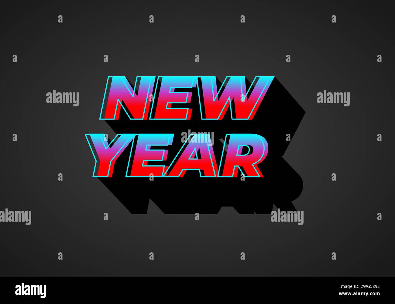 New Year Text Effect Design In 3d Look Gradient Blue Red Color Dark