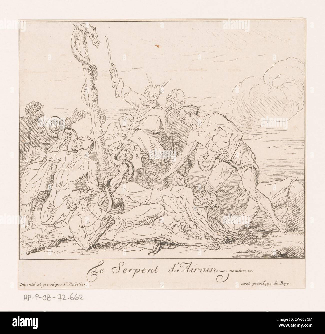 Moses and De Koperen Snake, François Roëttiers (I), 1695 - 1742 print ...