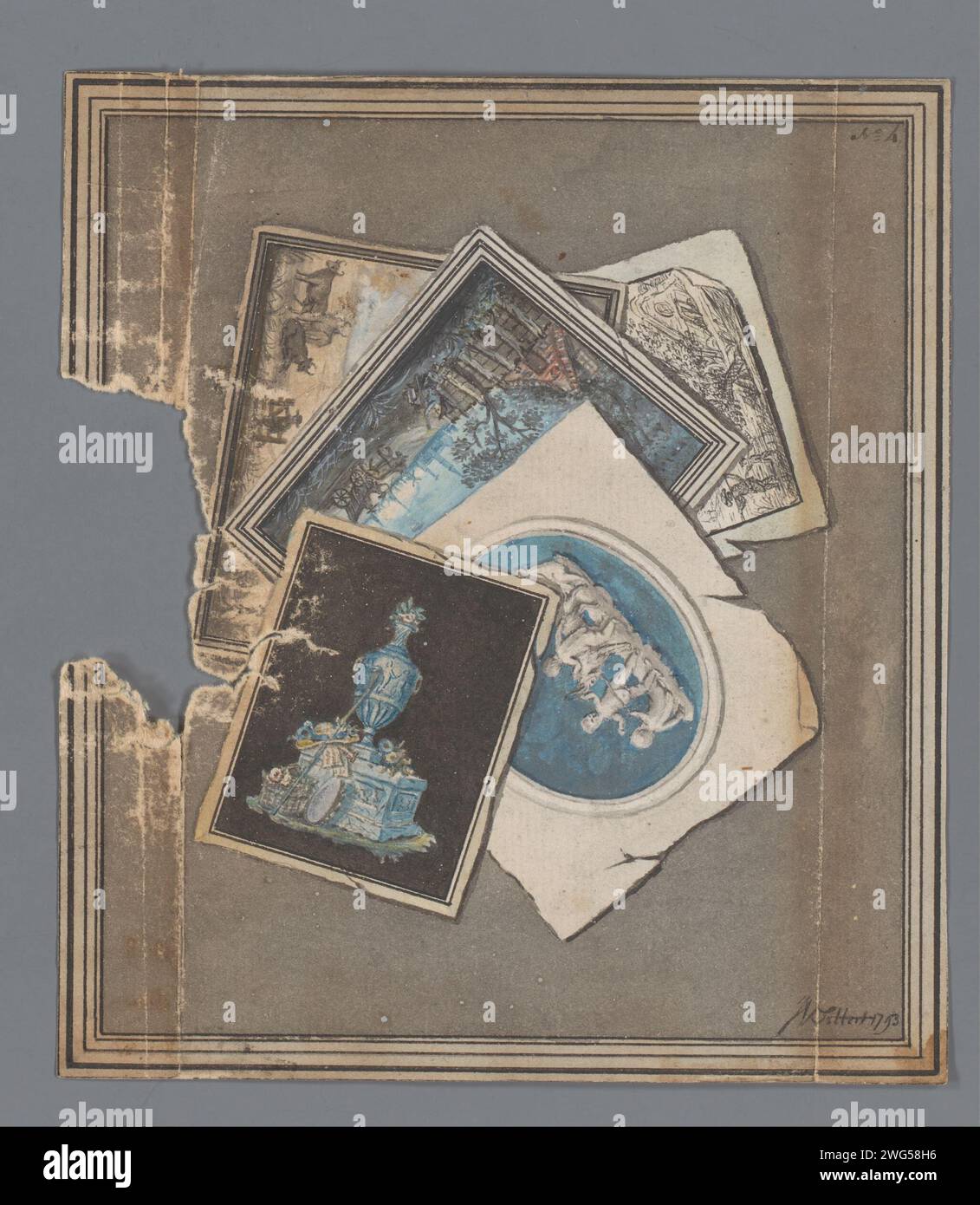 Deceiver with five drawings and prints, J. van Sittert, 1793 drawing ...