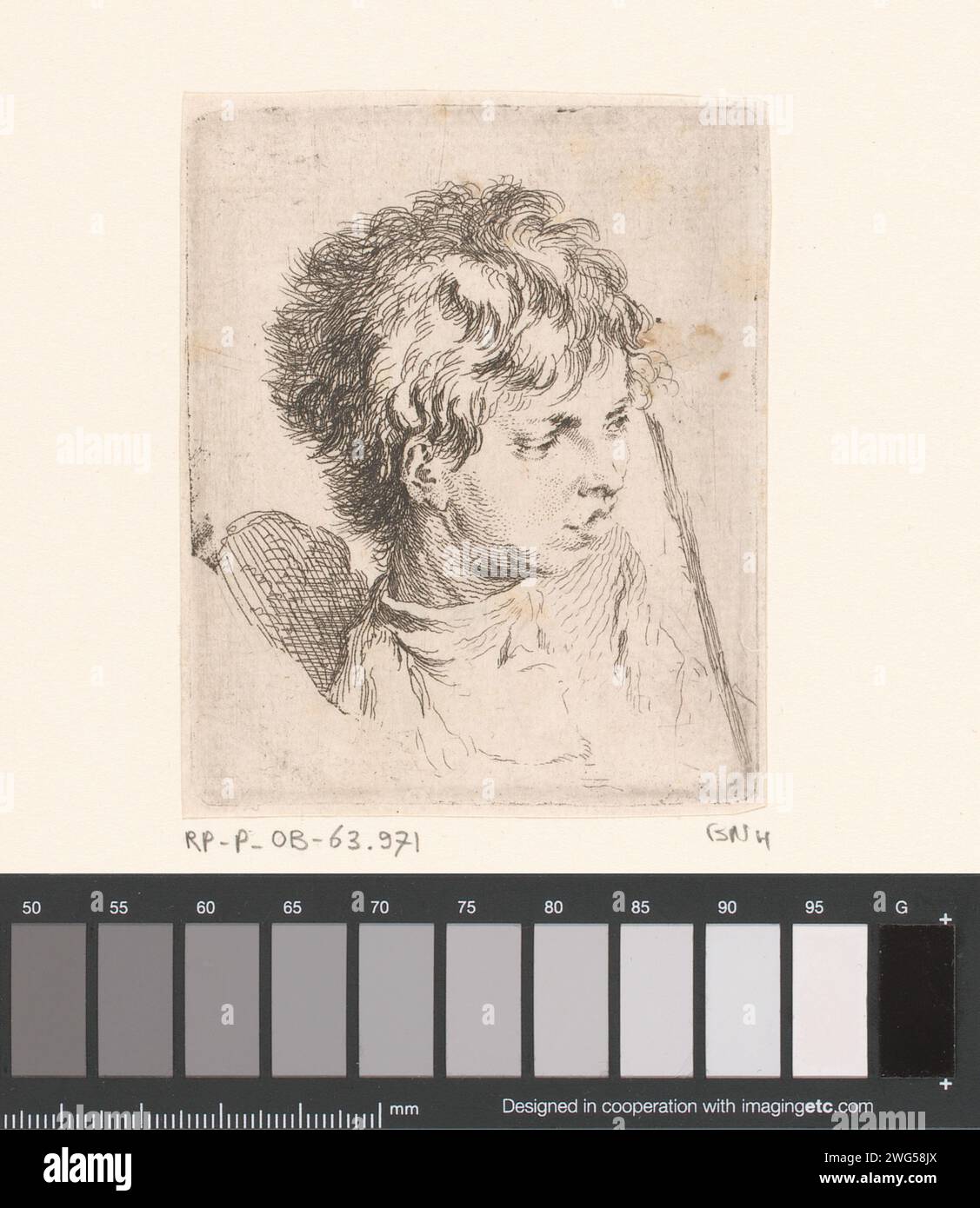 Head of a boy with a stick, Jacques-Philippe Le Bas, c. 1736 print ...