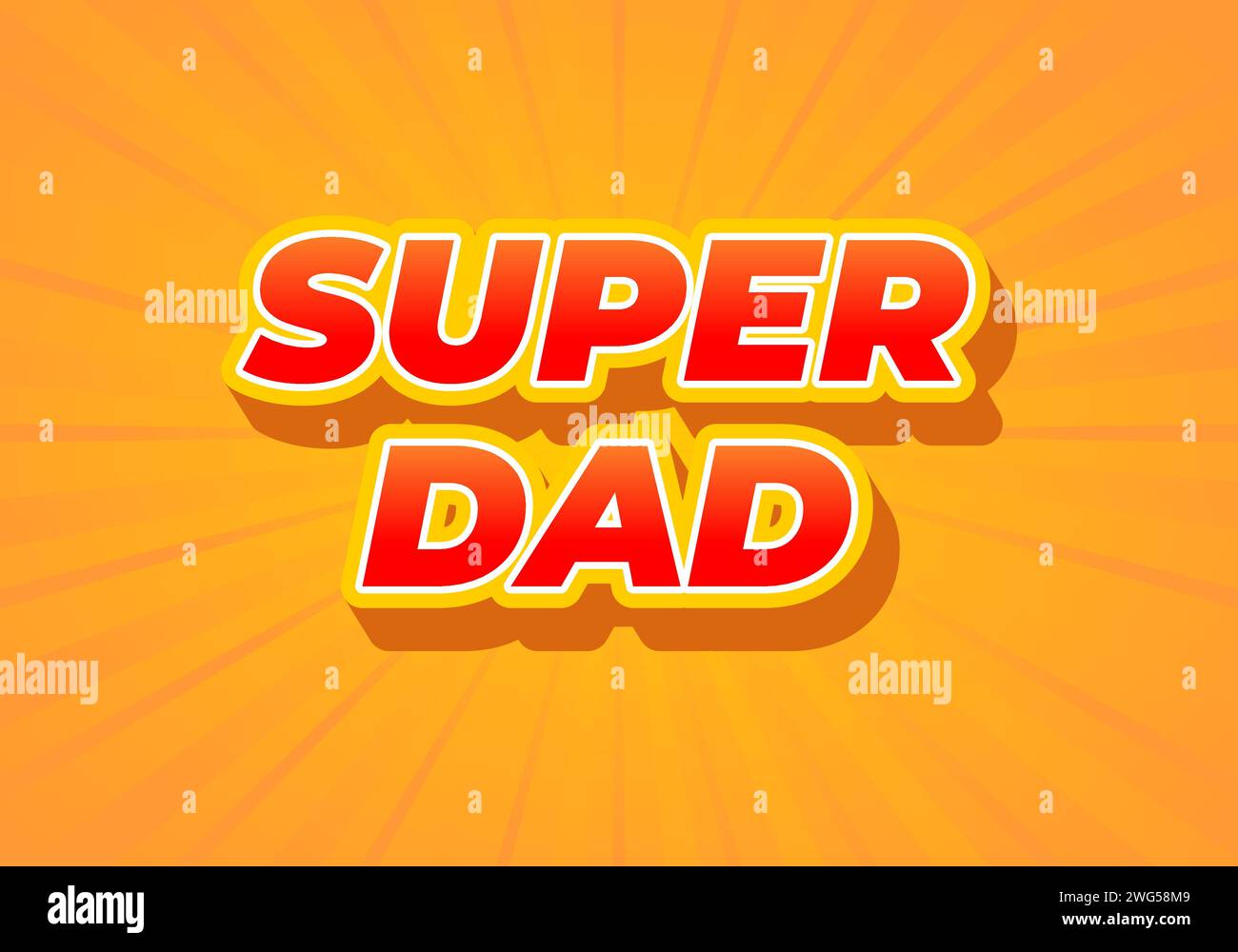 Super dad. Text effect design in 3D look. Red color. Yellow background ...