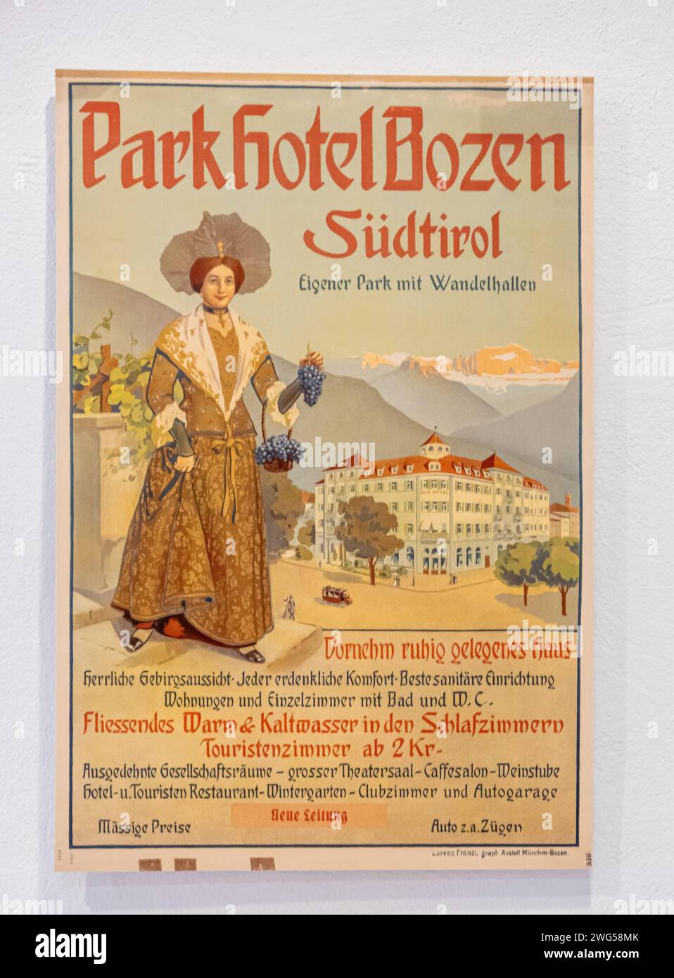 Tourist advertising posters from the early 1940s of the city of Merano ...