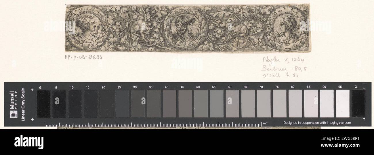 Frisian with three busts of women surrounded by foliage, Virgilius ...