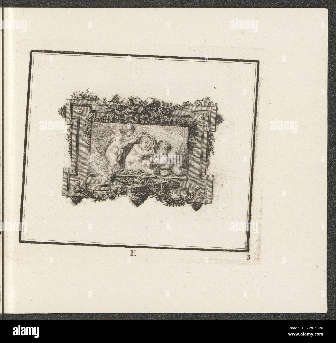 Vignette with three putti, 1730 - 1778 print Vignette with three putti ...
