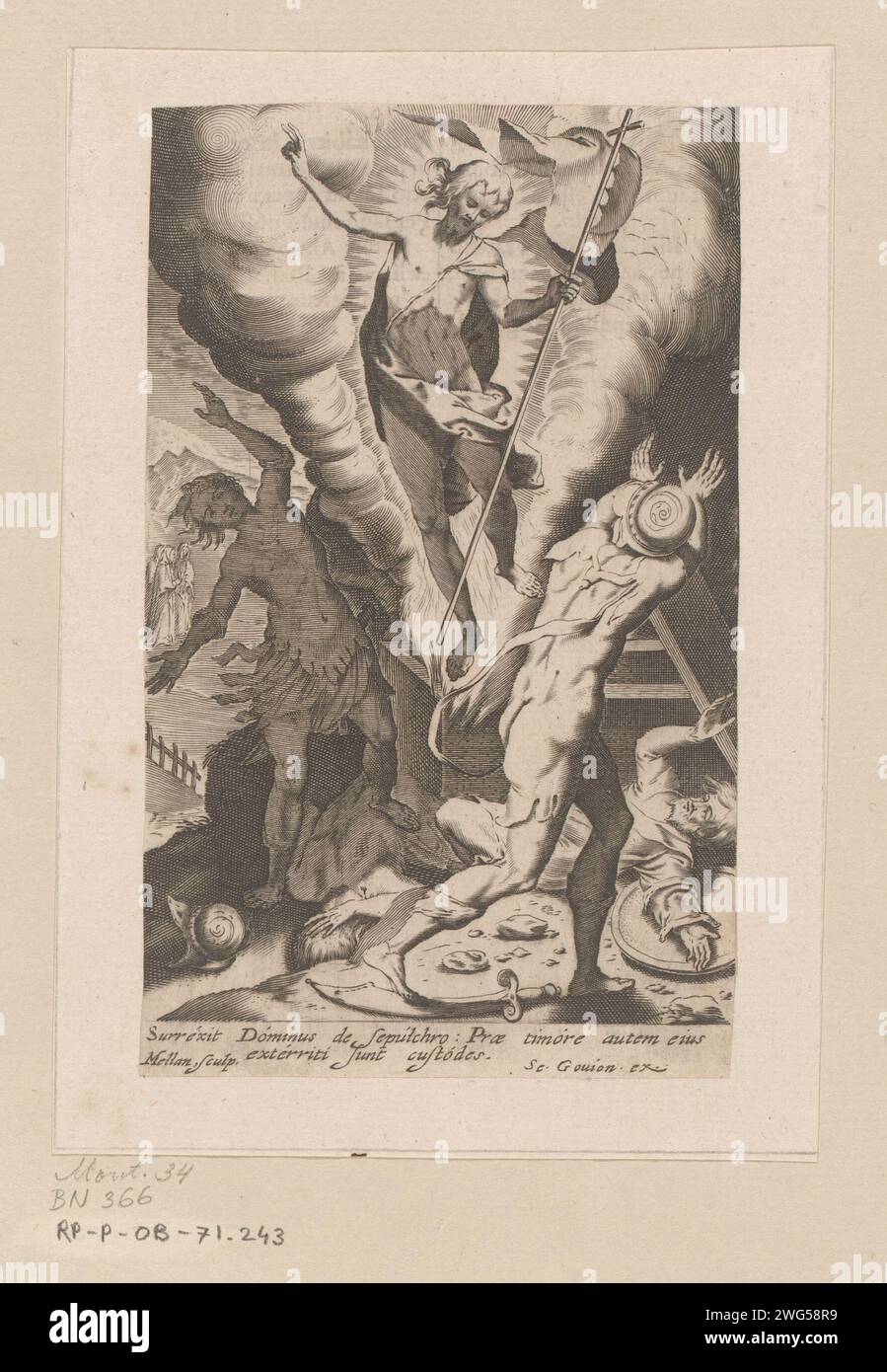 Resurrection of Christ, Claude Mellan, 1619 - 1624 print Paris paper engraving Christ, usually ...