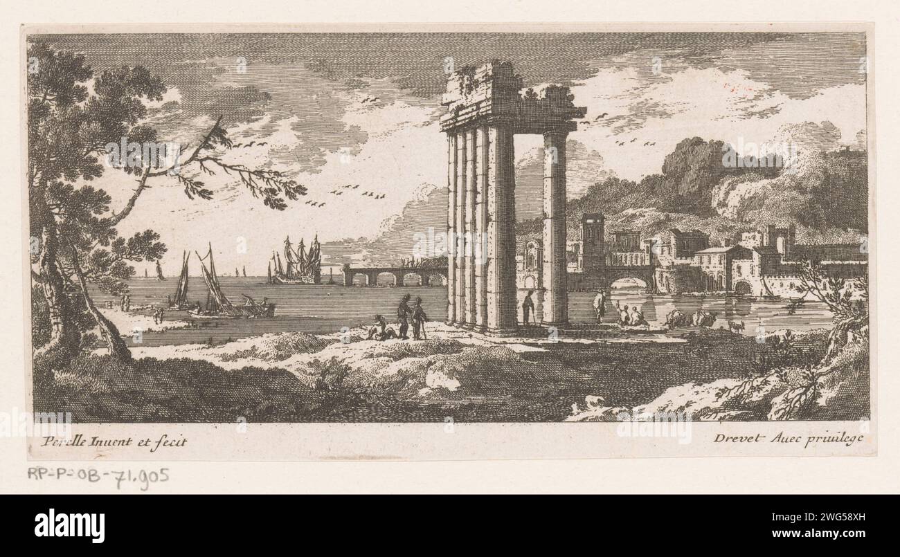 Remnant of Temple aan Zee, Nicolas Perelle, 1673 - 1695 print France ...