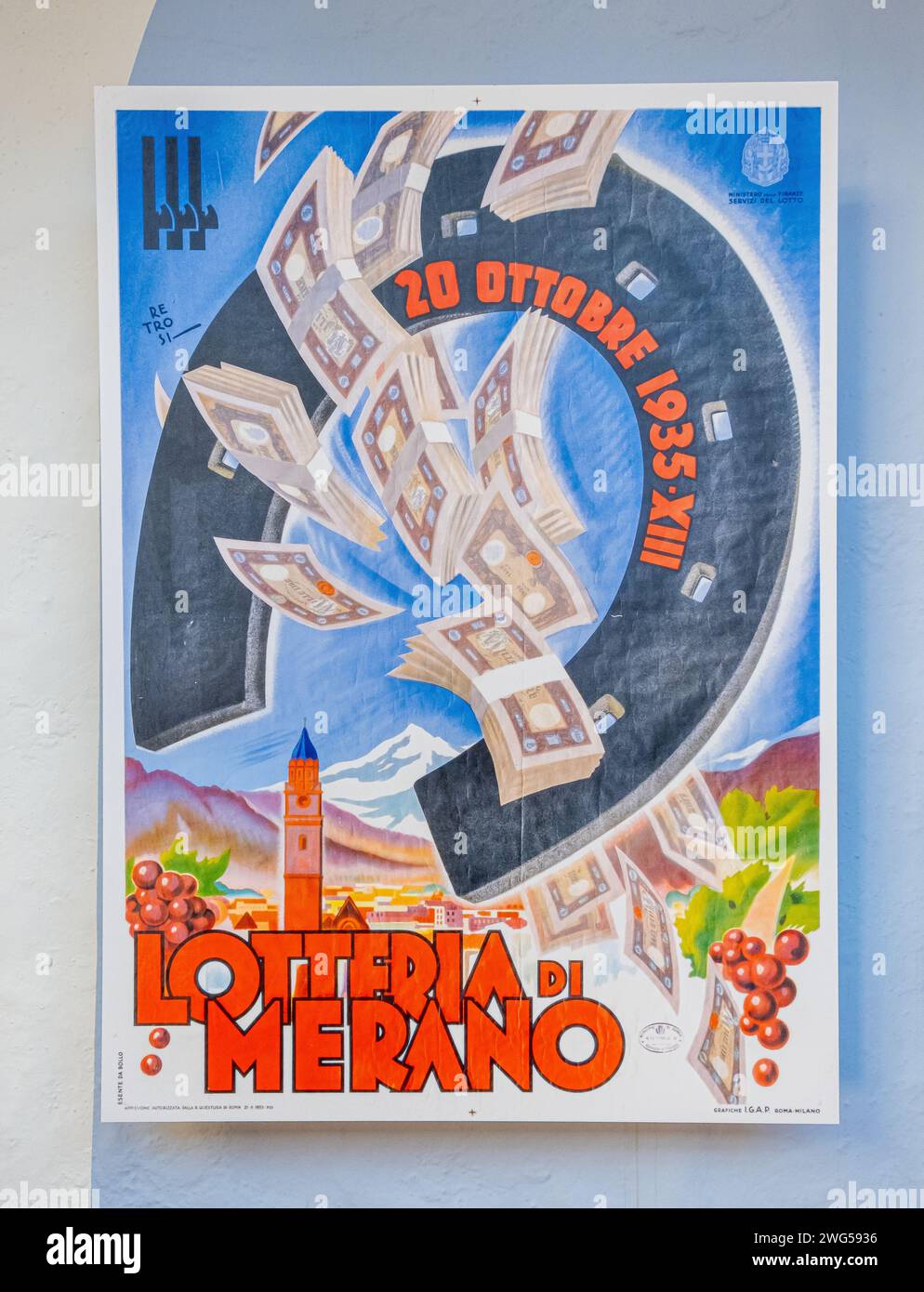Tourist advertising posters from the early 1940s of the city of Merano ...